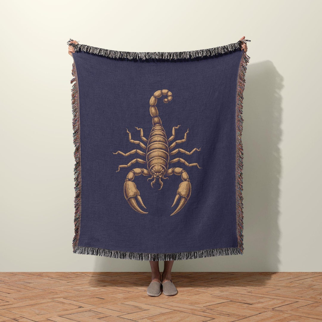 Scorpion Design Woven Throw Blanket, Unique Insect Art, Vintage ...