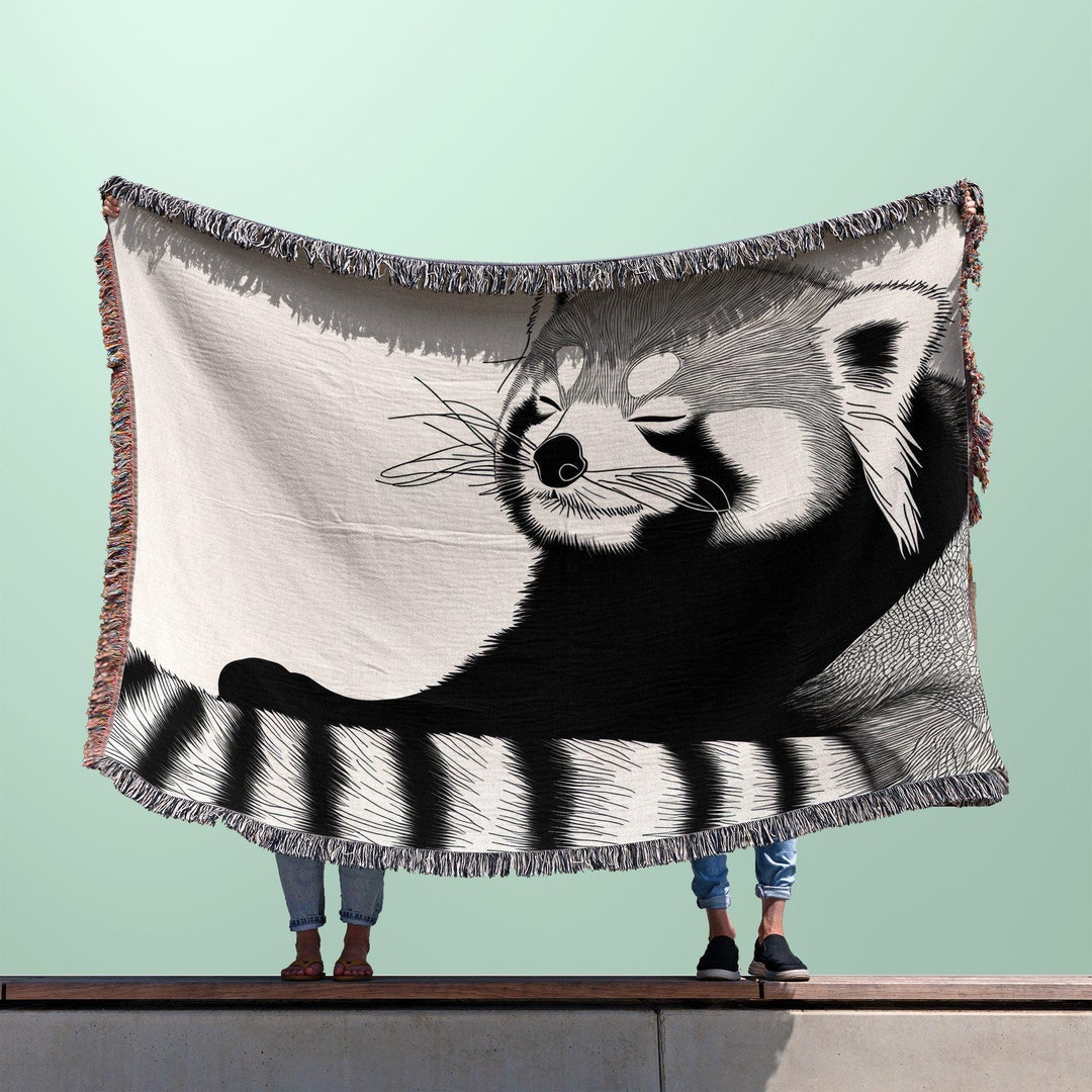 Woven Red Panda Blanket, Cozy Animal Design Throw, Unique Bedspread ...