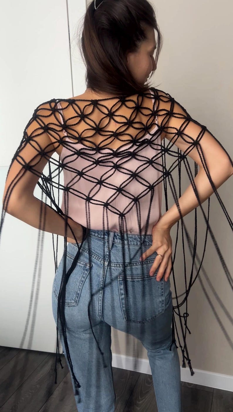 Handmade Macrame Triangle Shawl: Boho Fringe Scarf, Beach Cover-up - Etsy