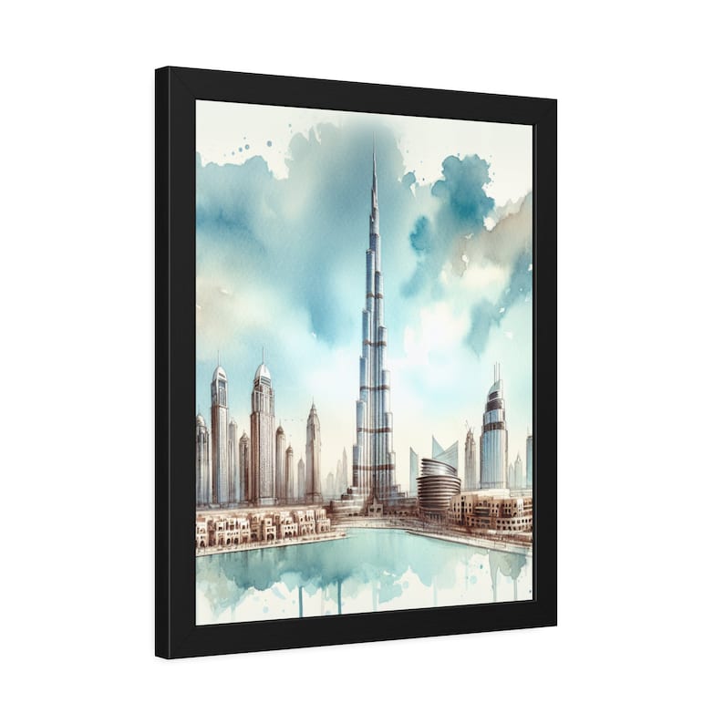 Burj Khalifa Poster, Dubai Framed Poster, Travel Poster, Travel Gift ...
