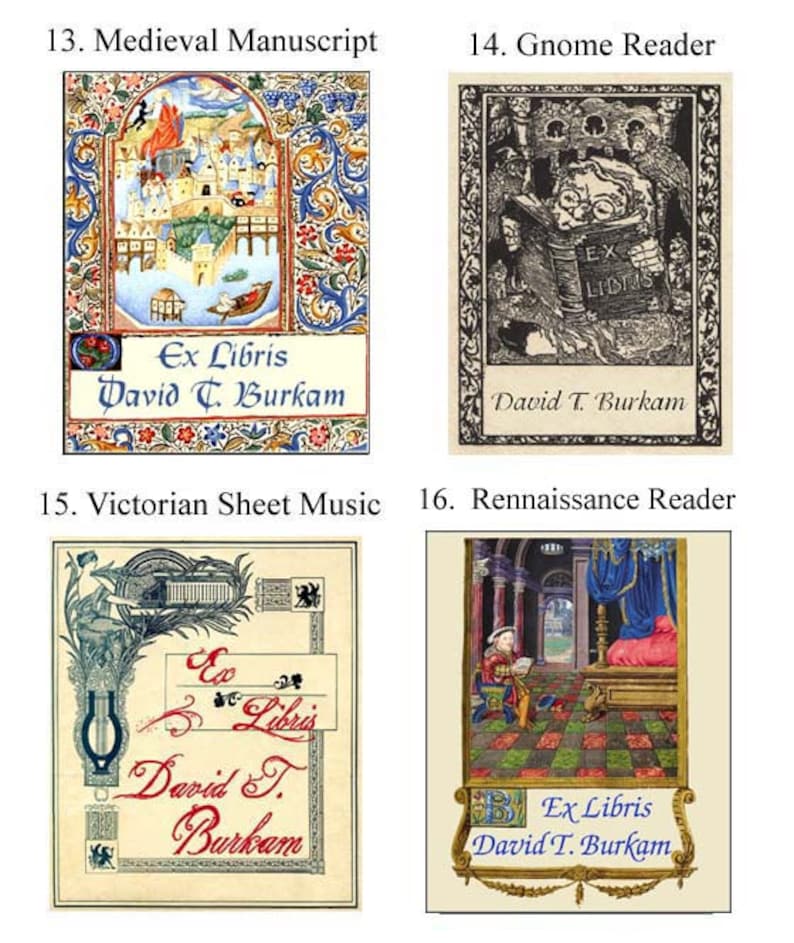 Set of 18 EX LIBRIS Personalized Bookplates (choose From 20 Designs) - Etsy