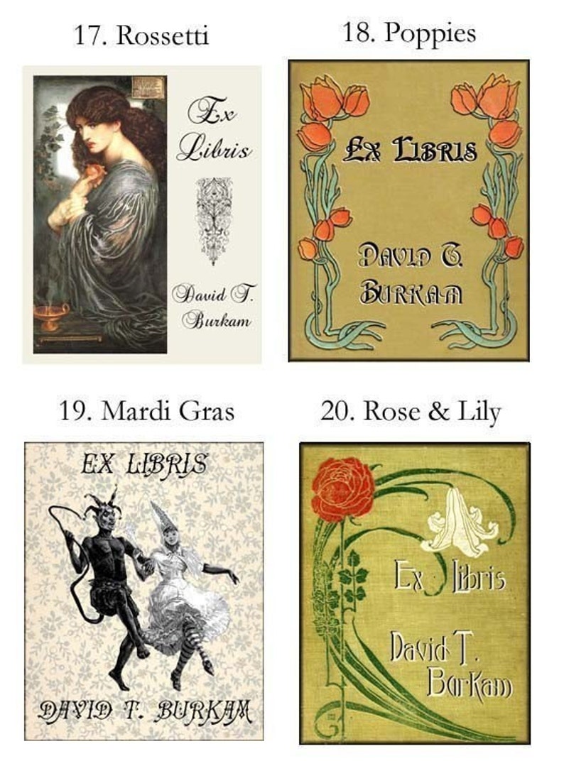 Set of 18 EX LIBRIS Personalized Bookplates (choose From 20 Designs) - Etsy