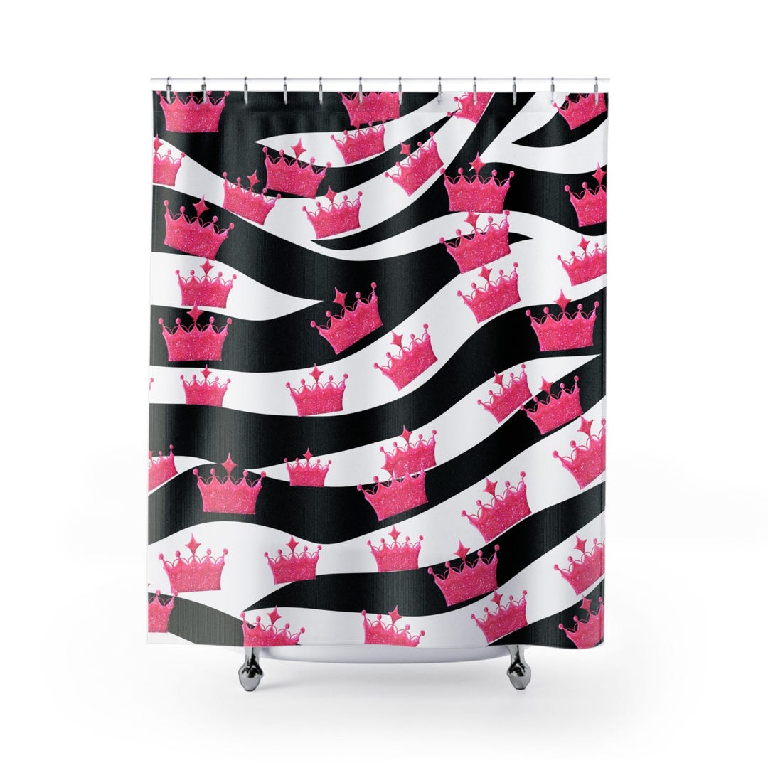 Glamorous Crown Shower Curtain, Royal Decor for Bathroom, Pink and ...