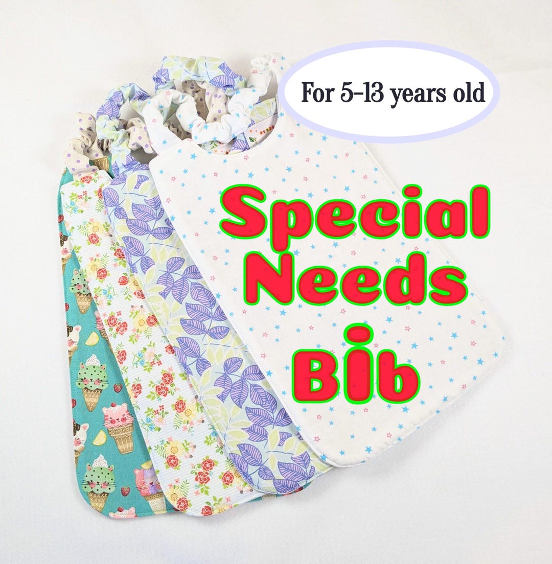 Kids Adaptive Bib (ages 5–13) | Special Needs Bib | Easy-on Scrunchie ...