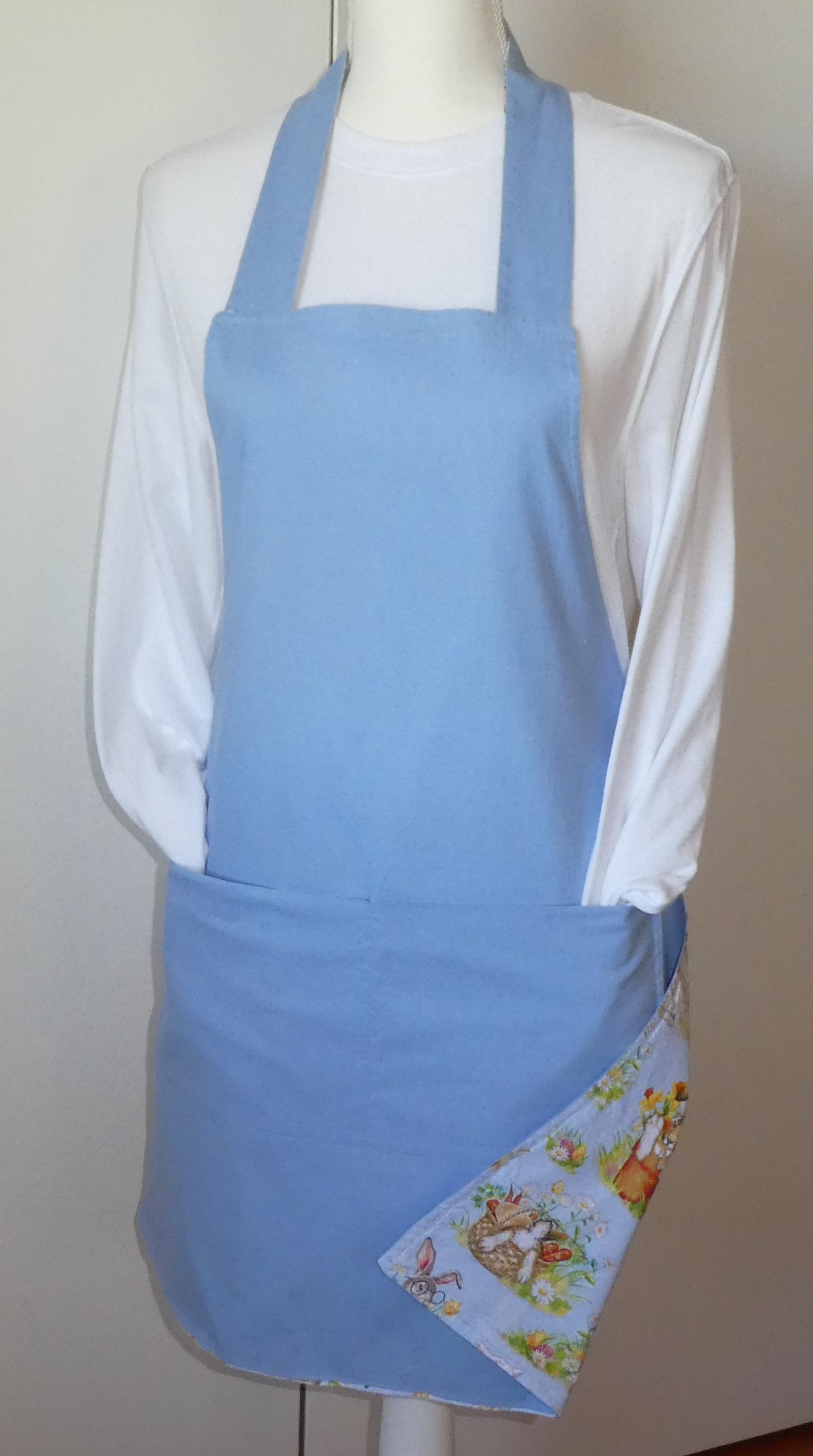 Reversible Cotton Apron – Easter Bunny & Lamb Print, Farmhouse Kitchen ...