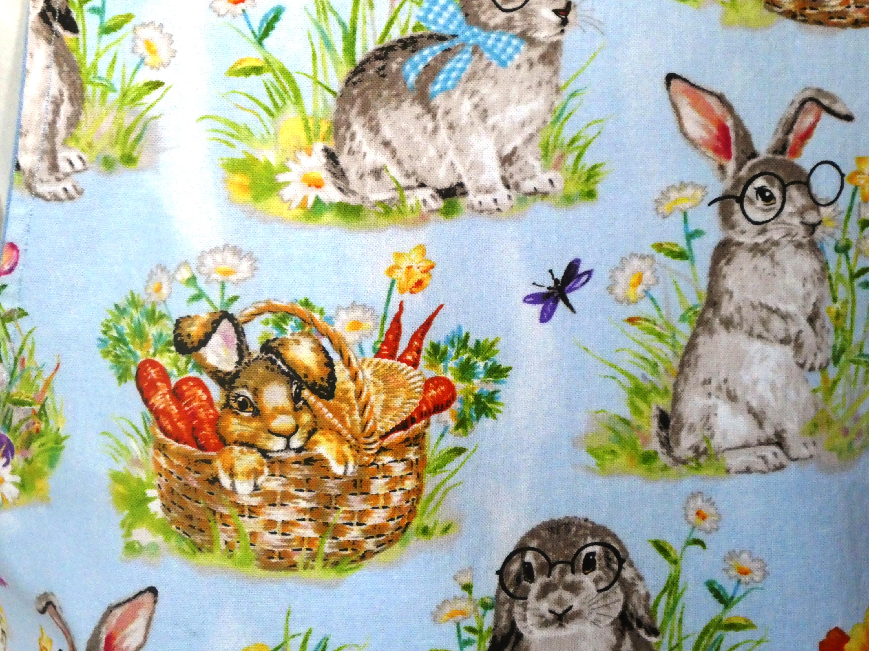 Reversible Cotton Apron – Easter Bunny & Lamb Print, Farmhouse Kitchen ...