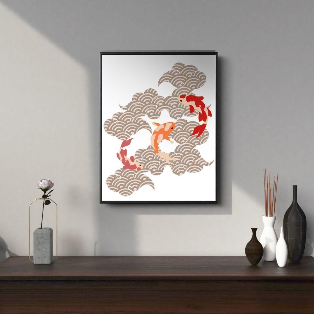 Printable Koi Fish Wall Art - Koi Painting Japandi Art, Oriental Art ...