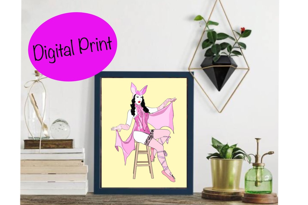 Bat Ballerina Pin-up Girl Digital Print retro Bat Costume, Bat Costume ...