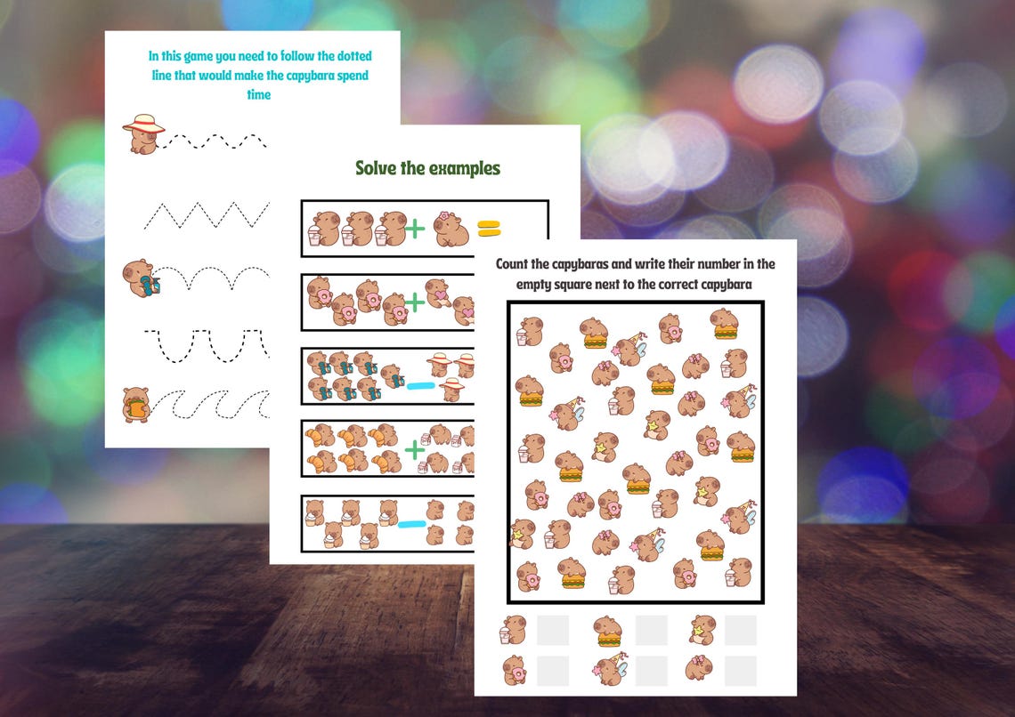 Preschool Activity Pack | Capybara Worksheets for Kids | Printable ...
