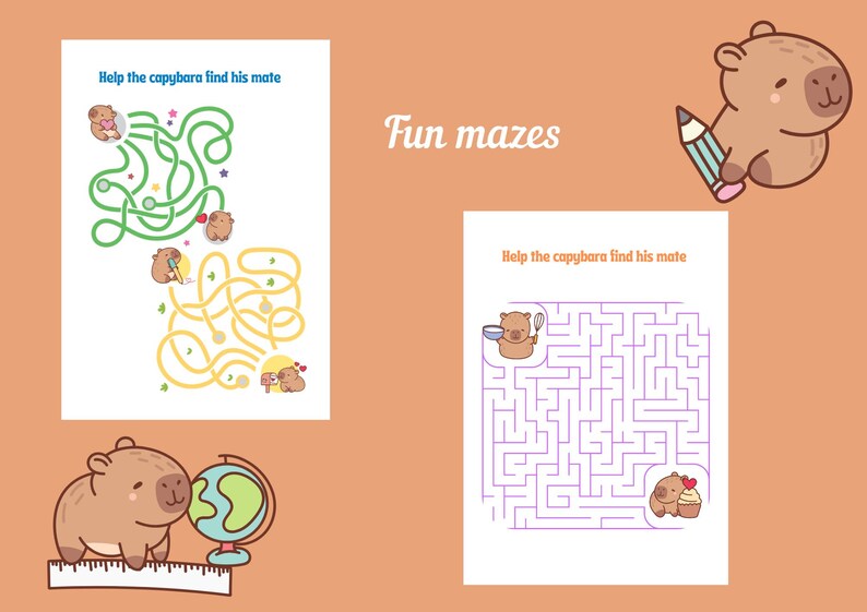 Preschool Activity Pack | Capybara Worksheets for Kids | Printable ...