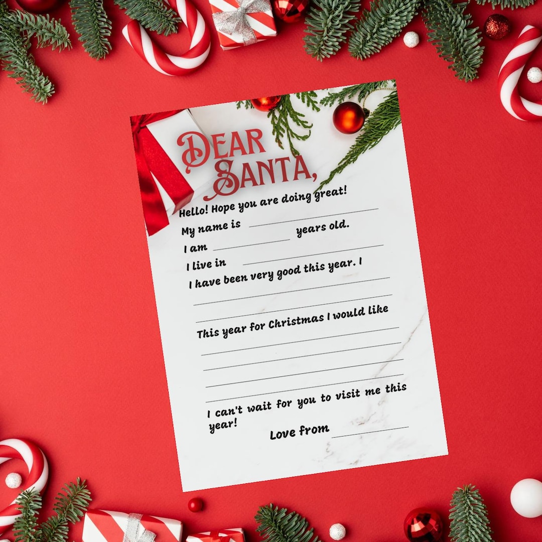 Letter to Santa Wish List Letters Santa Claus Christmas Letter Digital ...