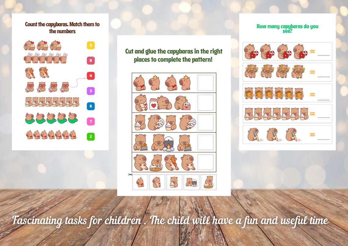 Preschool Activity Pack | Capybara Worksheets for Kids | Printable ...