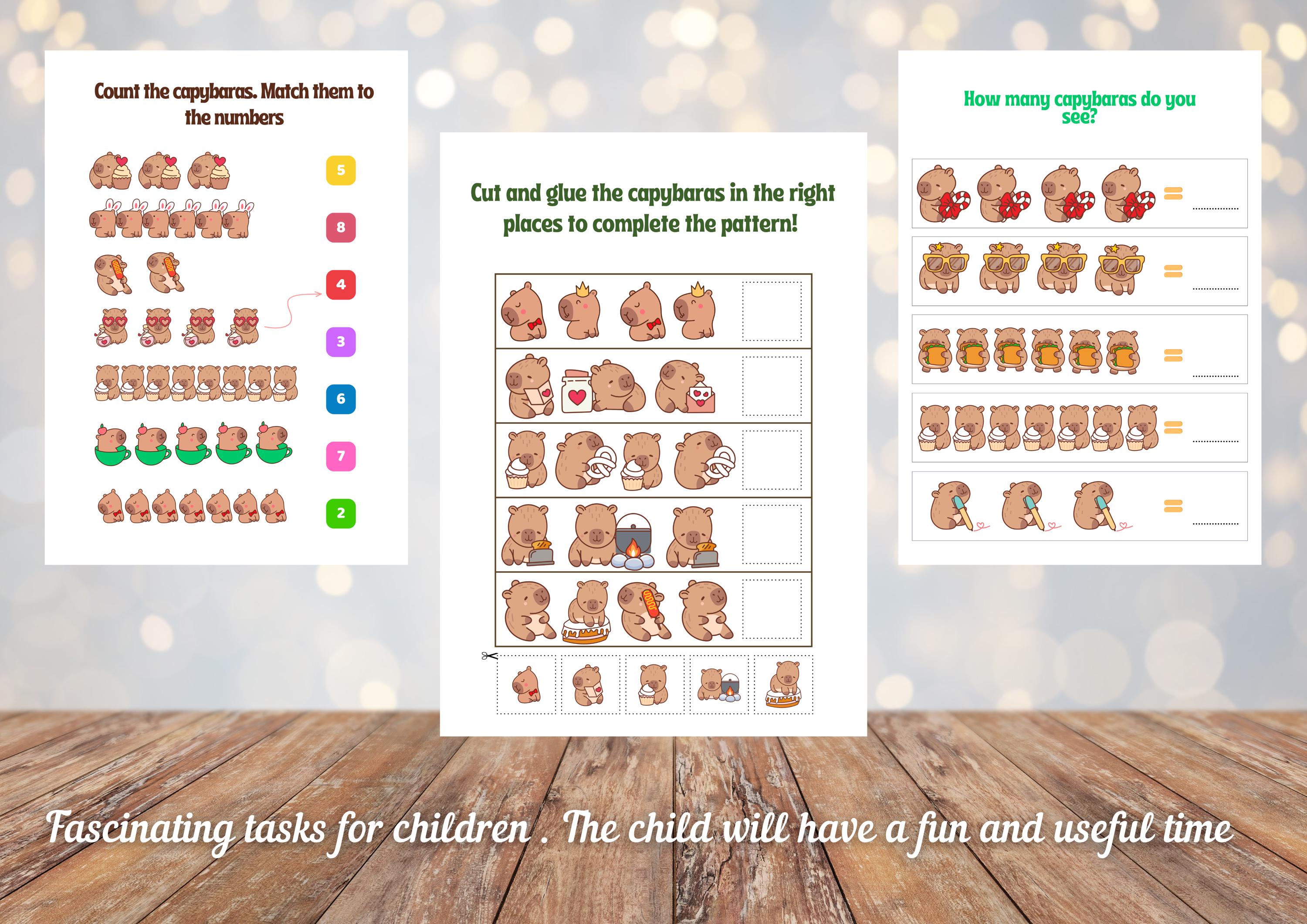 Preschool Activity Pack | Capybara Worksheets for Kids | Printable ...