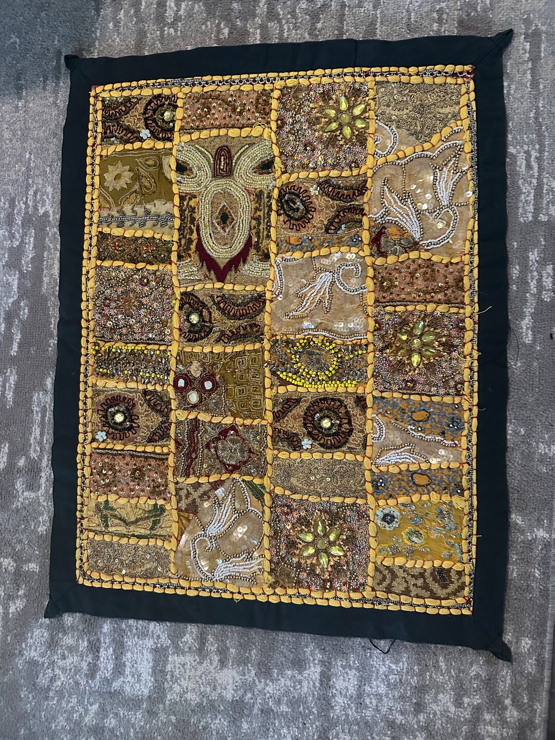 Rajasthani Patchwork Embroidered Wall Hanging With Glass Beading 19”x25 ...