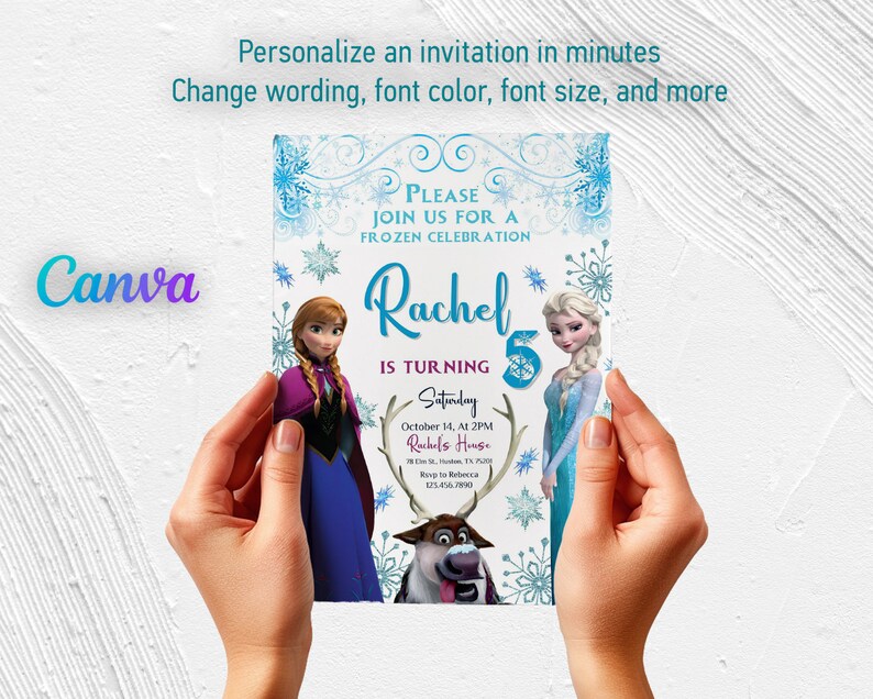 Princess Elsa Invite, Frozen Anna Invite Template, Girl Birthday ...