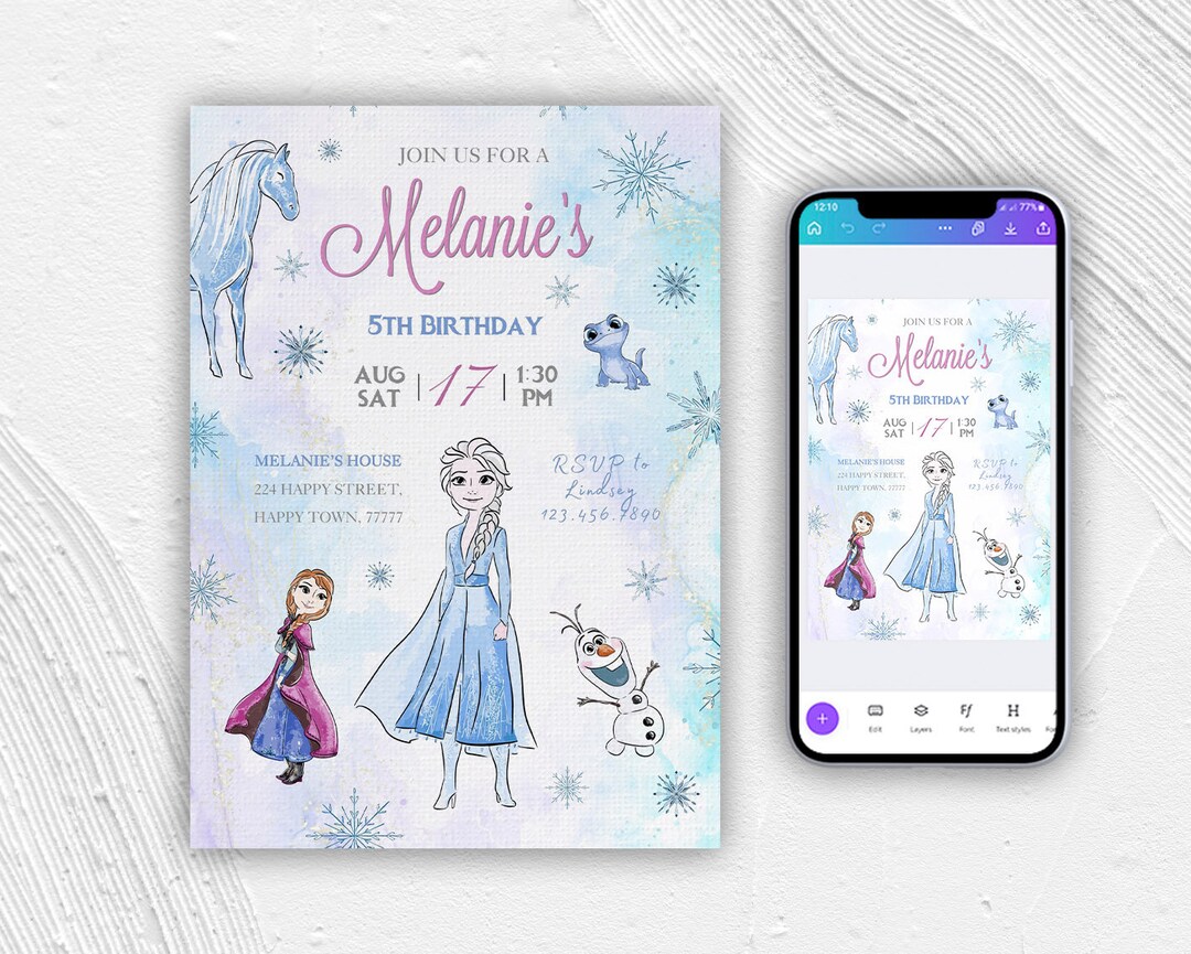 Princess Elsa Invite, Frozen Anna Invite Template, Girl Birthday ...