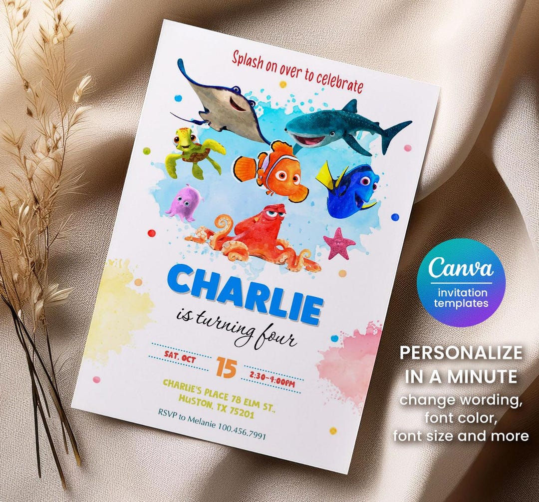 Printable Boy Birthday Invitation | Nemo Birthday Invite | Editable ...