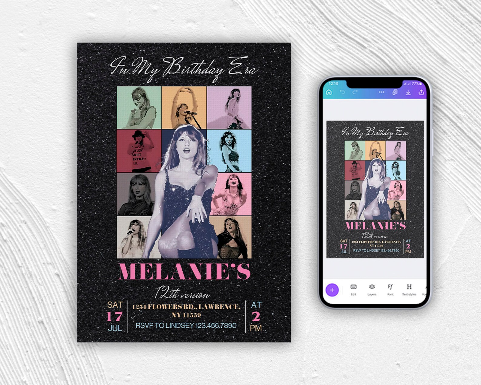 The Eras Tour Birthday Party, Printable Taylor Swift Birthday Invite ...