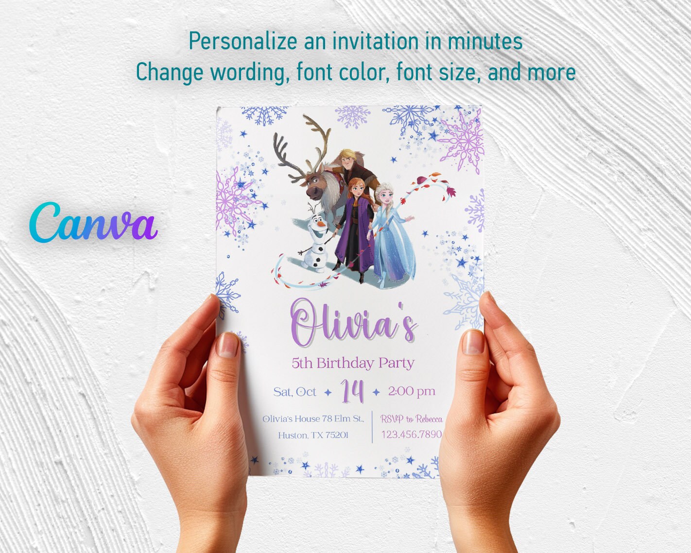 Princess Elsa Invite, Frozen Anna Invite Template, Girl Birthday ...