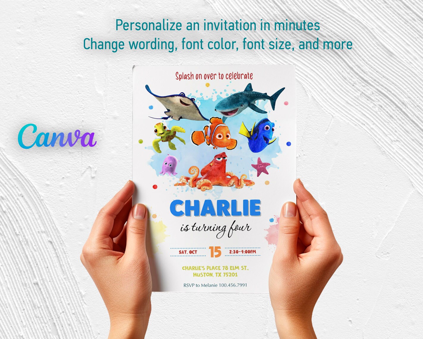 Printable Boy Birthday Invitation Nemo Birthday Invite Editable ...