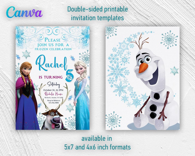 Princess Elsa Invite, Frozen Anna Invite Template, Girl Birthday ...