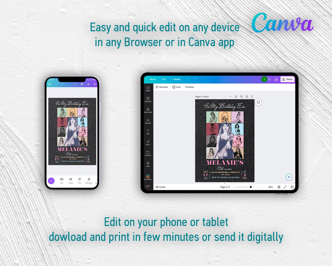 The Eras Tour Birthday Party, Printable Taylor Swift Birthday Invite ...