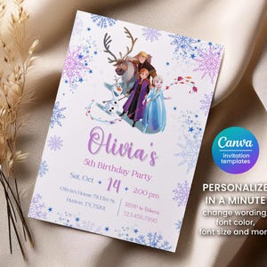 Princess Elsa Invite, Frozen Anna Invite Template, Girl Birthday ...