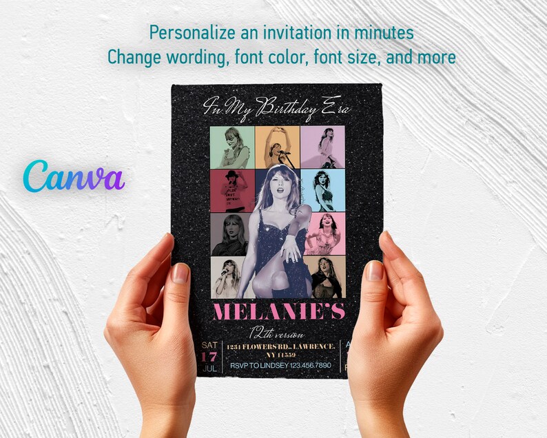 The Eras Tour Birthday Party, Printable Taylor Swift Birthday Invite ...