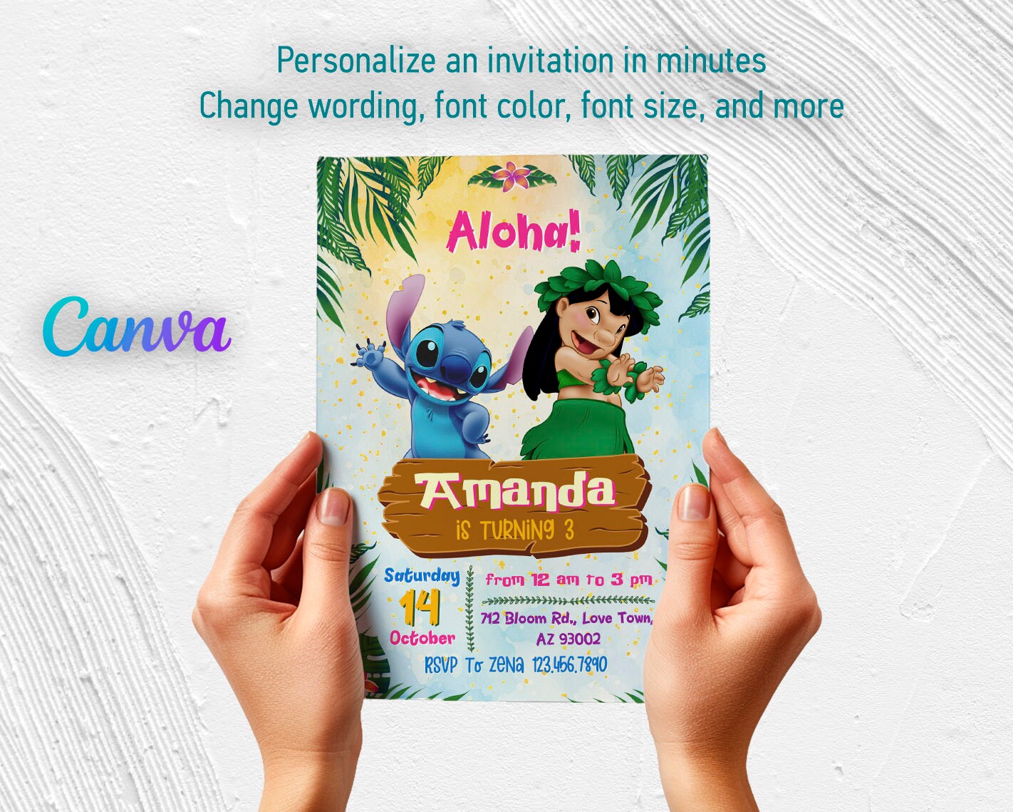 Printable Editable Stitch Invitation, Lilo and Stitch Birthday Invite ...