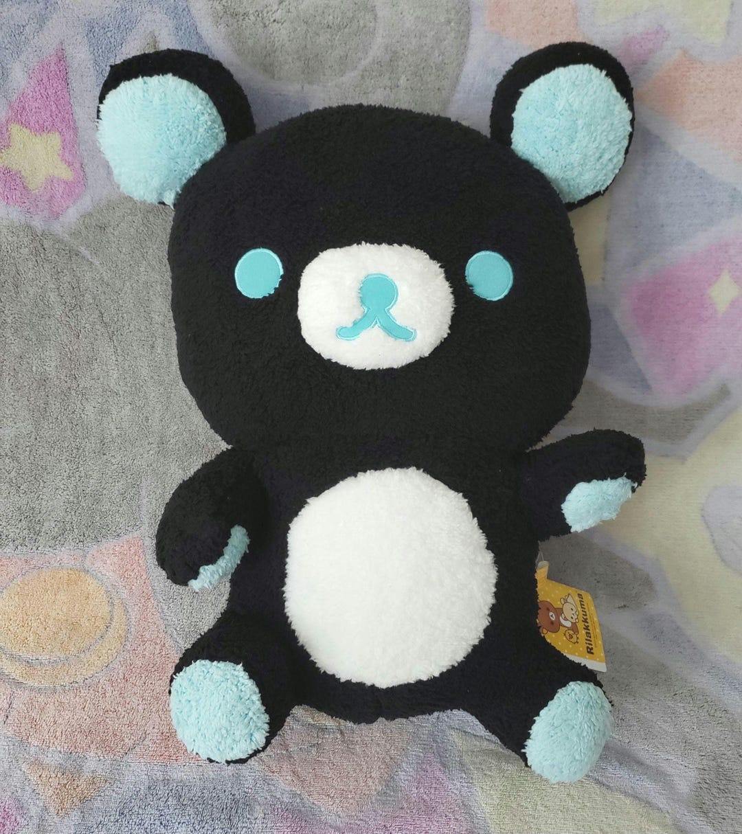 SALE PRICE Relaxing Bear Rilakkuma Big Cute Fluffy Plush Black and Blue ...