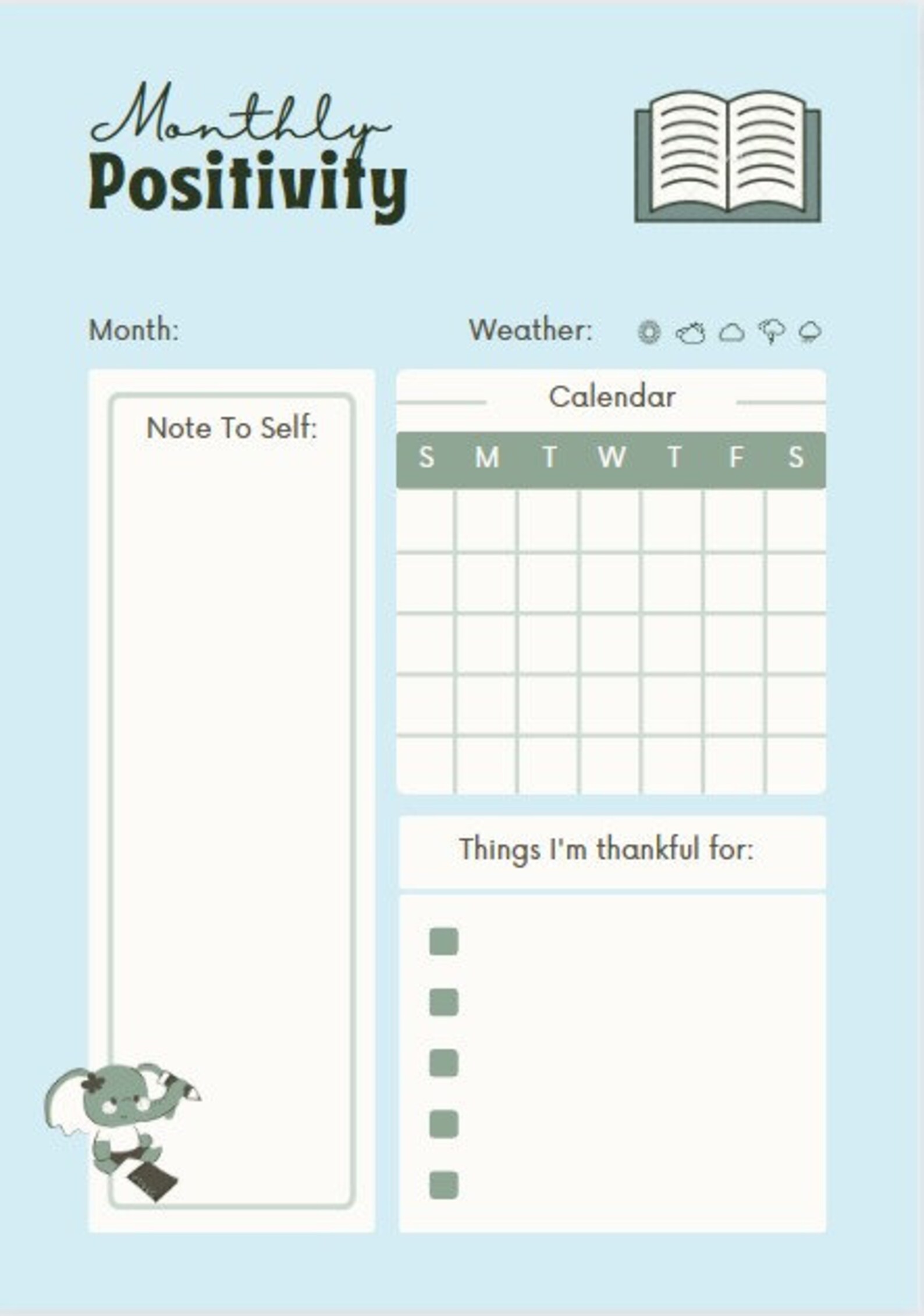 Printable Gratitude Journal Template - Daily, Weekly, Monthly ...