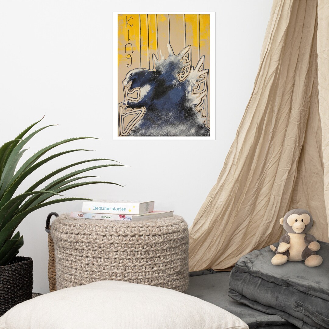 All Hail Art Print Godzilla Painting Print Kaiju Home Decor King of the ...