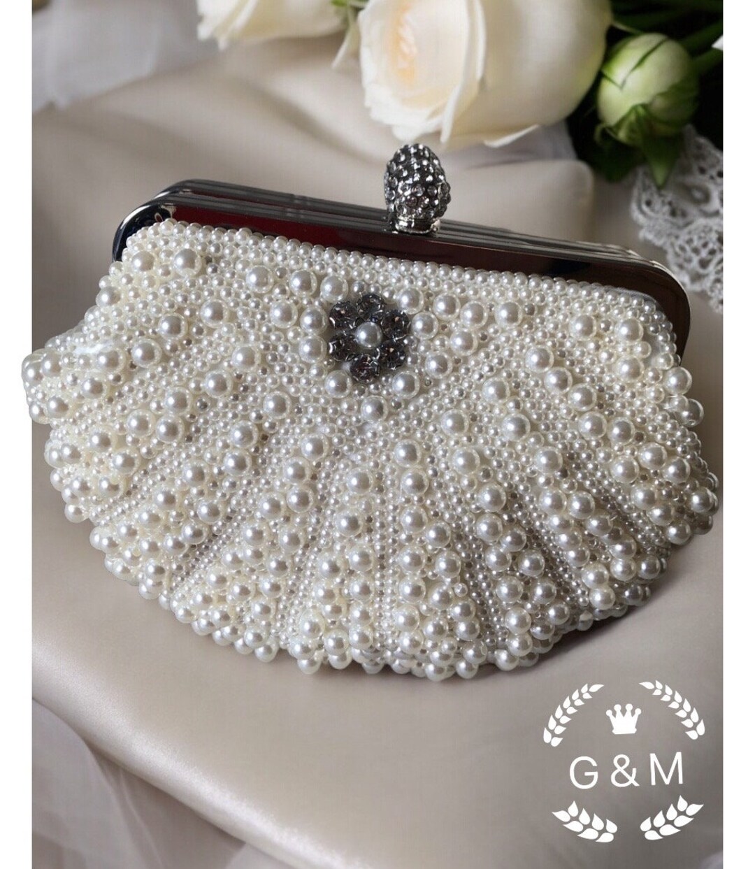 Pearl Gorgeous Bridal Detached Chain Attractive Clutch Bags Wedding ...