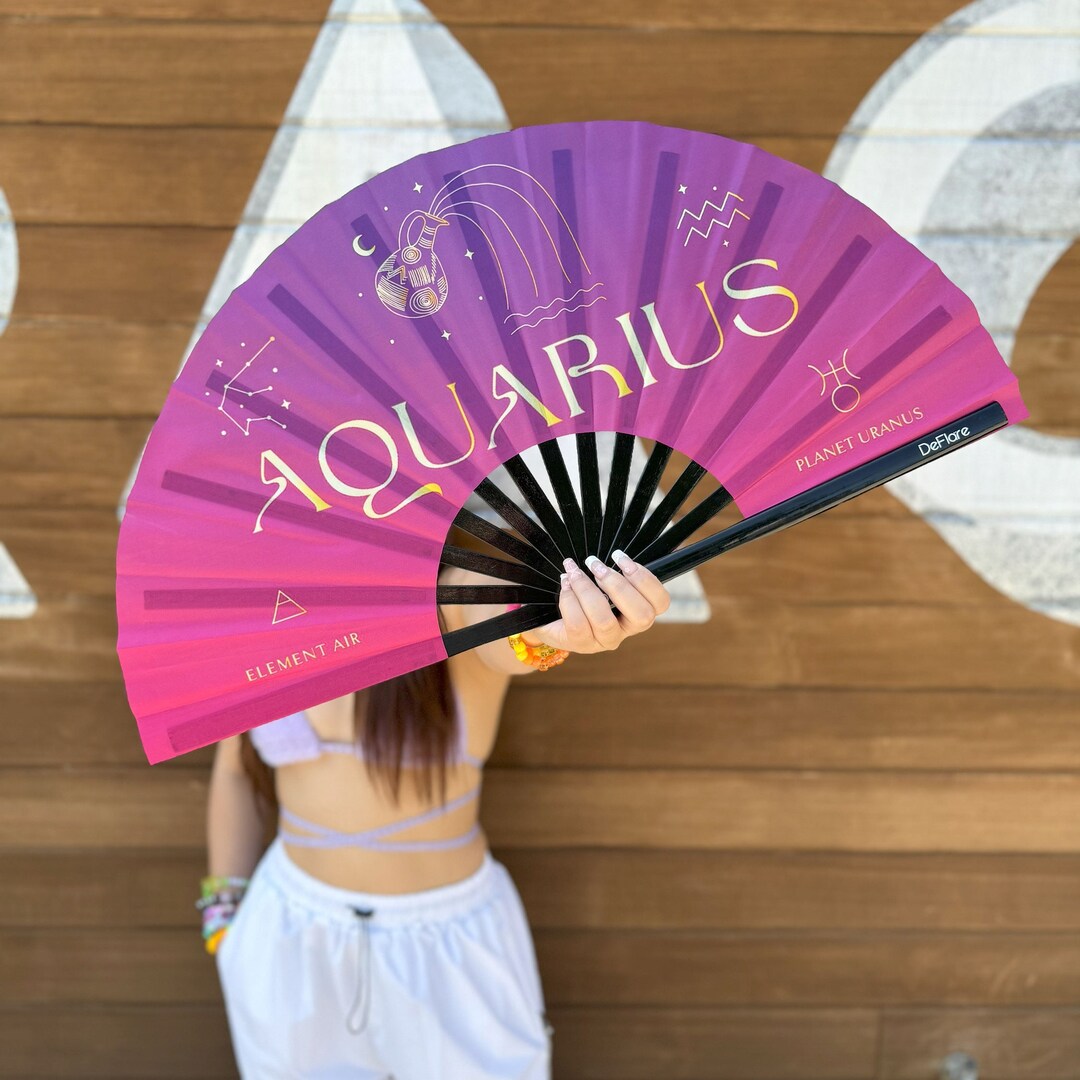 Aquarius Rave Fan Zodiac Sign Hand Fan Astrology Rave Fan Hand Fan ...