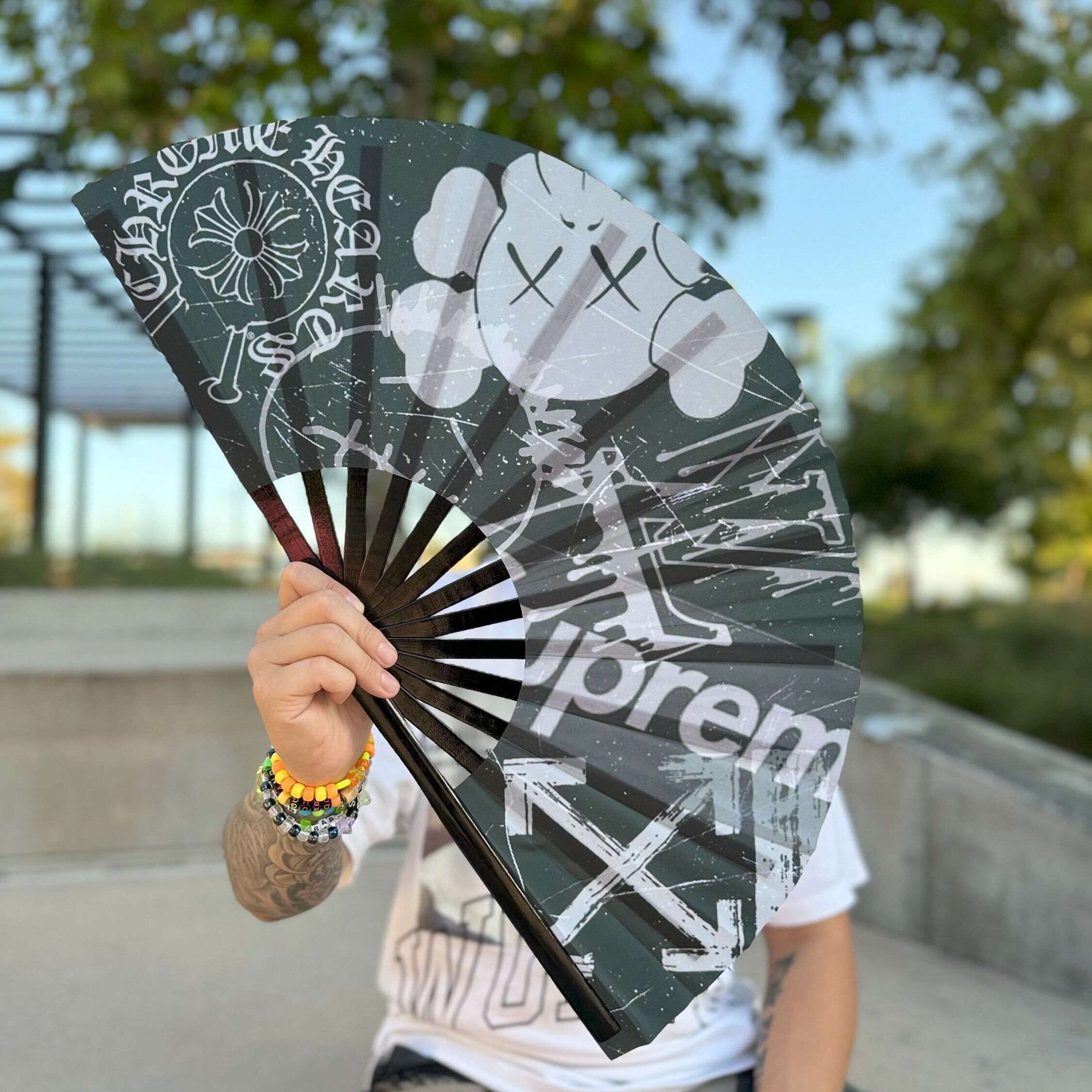Hypebeast Rave Fan | Hypebeast Inspired Rave Fan | Hand Fan | Festival Fan | Large Rave Fan ...
