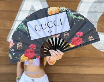 Cucci Rave Fan Luxury Designer Inspired Hand Fan Rave Fan Festival Fan ...