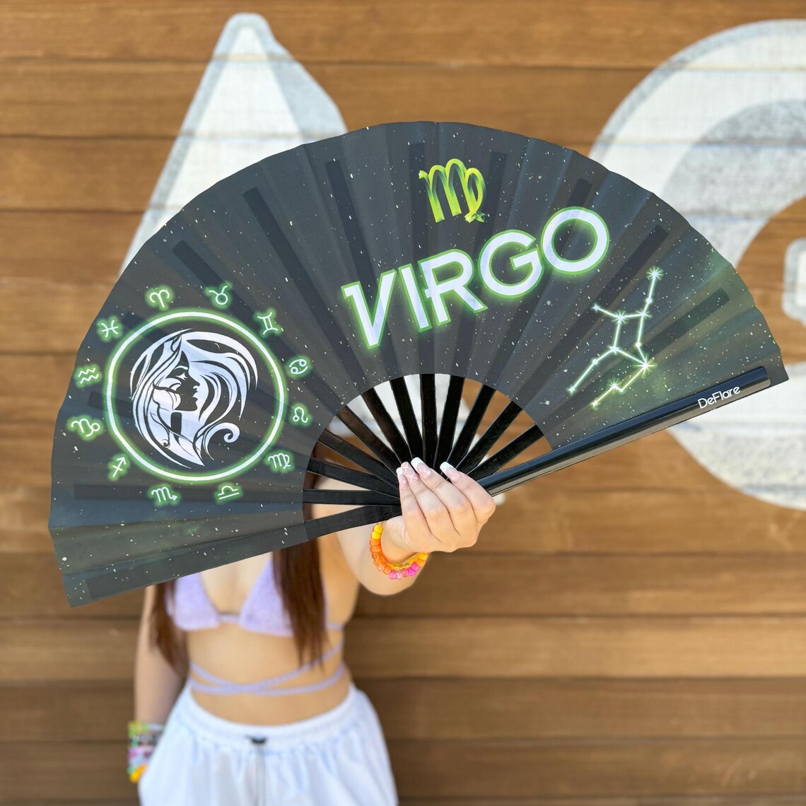Virgo Rave Fan | Cosmic Zodiac Sign Fan | Astrology Rave Fan | Hand Fan ...