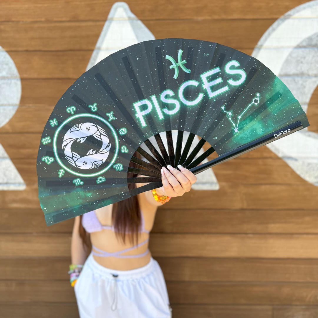 Pisces Zodiac Rave Fan: Festival Hand Fan - Etsy