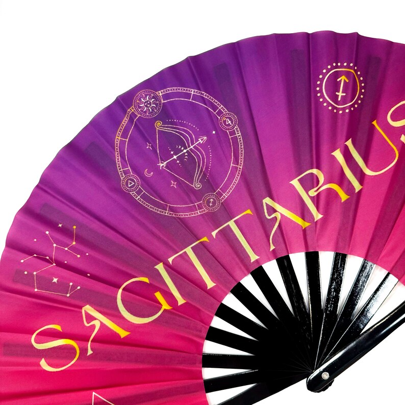 Sagittarius Rave Fan Zodiac Sign Hand Fan Astrology Rave Fan Hand Fan ...