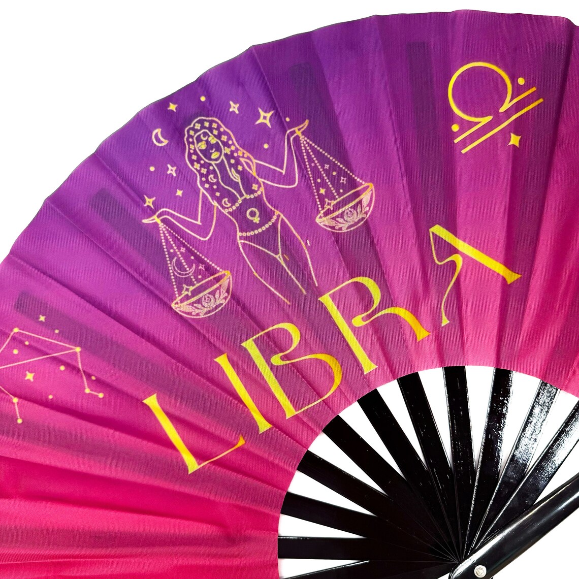 Libra Zodiac Rave Fan: Celestial Festival Hand Fan - Etsy