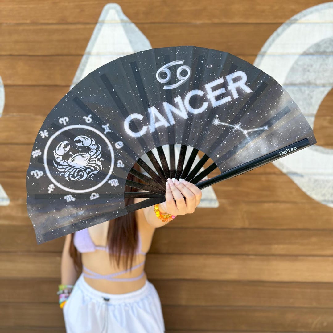 Cancer Rave Fan | Cosmic Zodiac Sign Fan | Astrology Rave Fan | Hand ...