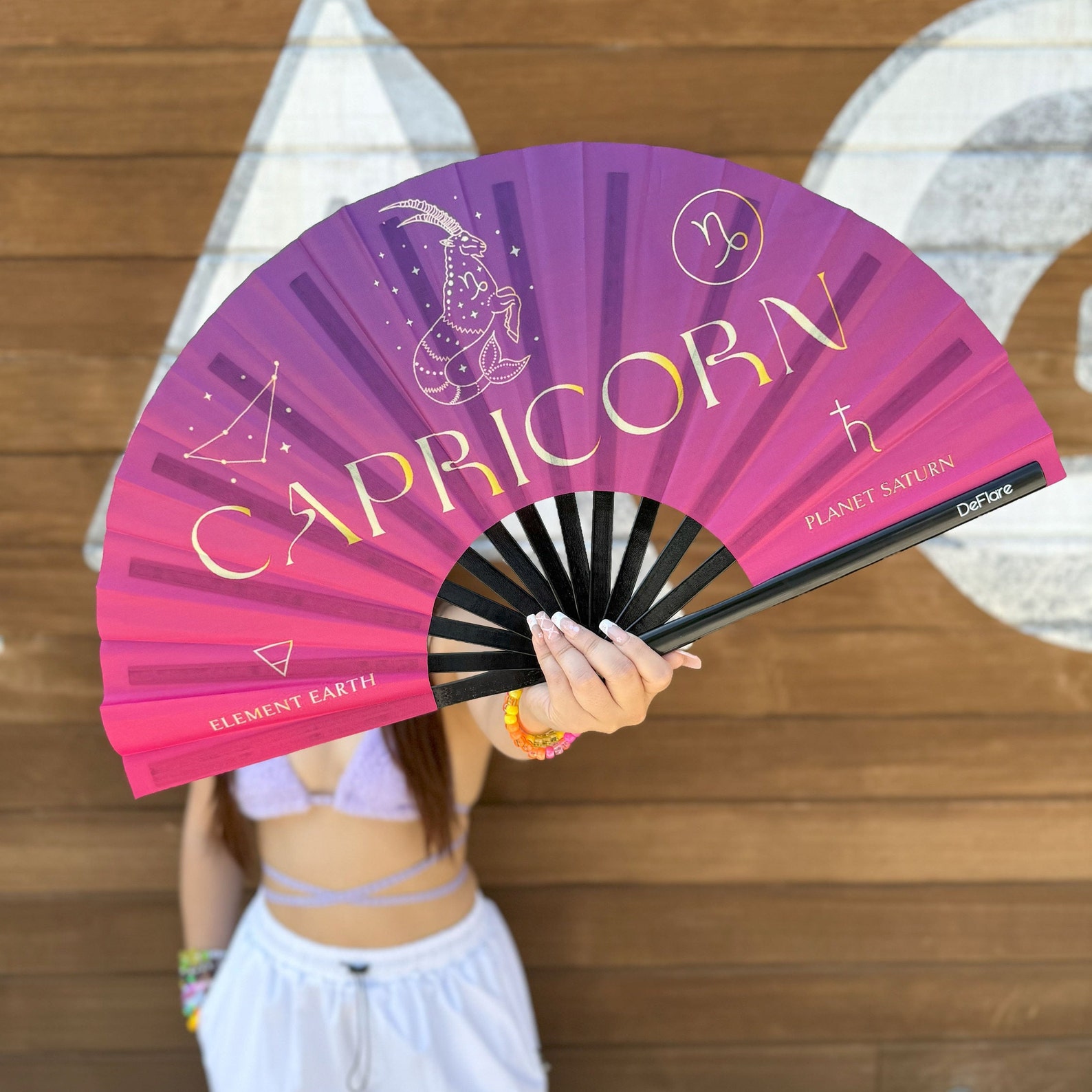 Capricorn Rave Fan | Celestial Zodiac Fan | Astrology Rave Fan | Hand ...