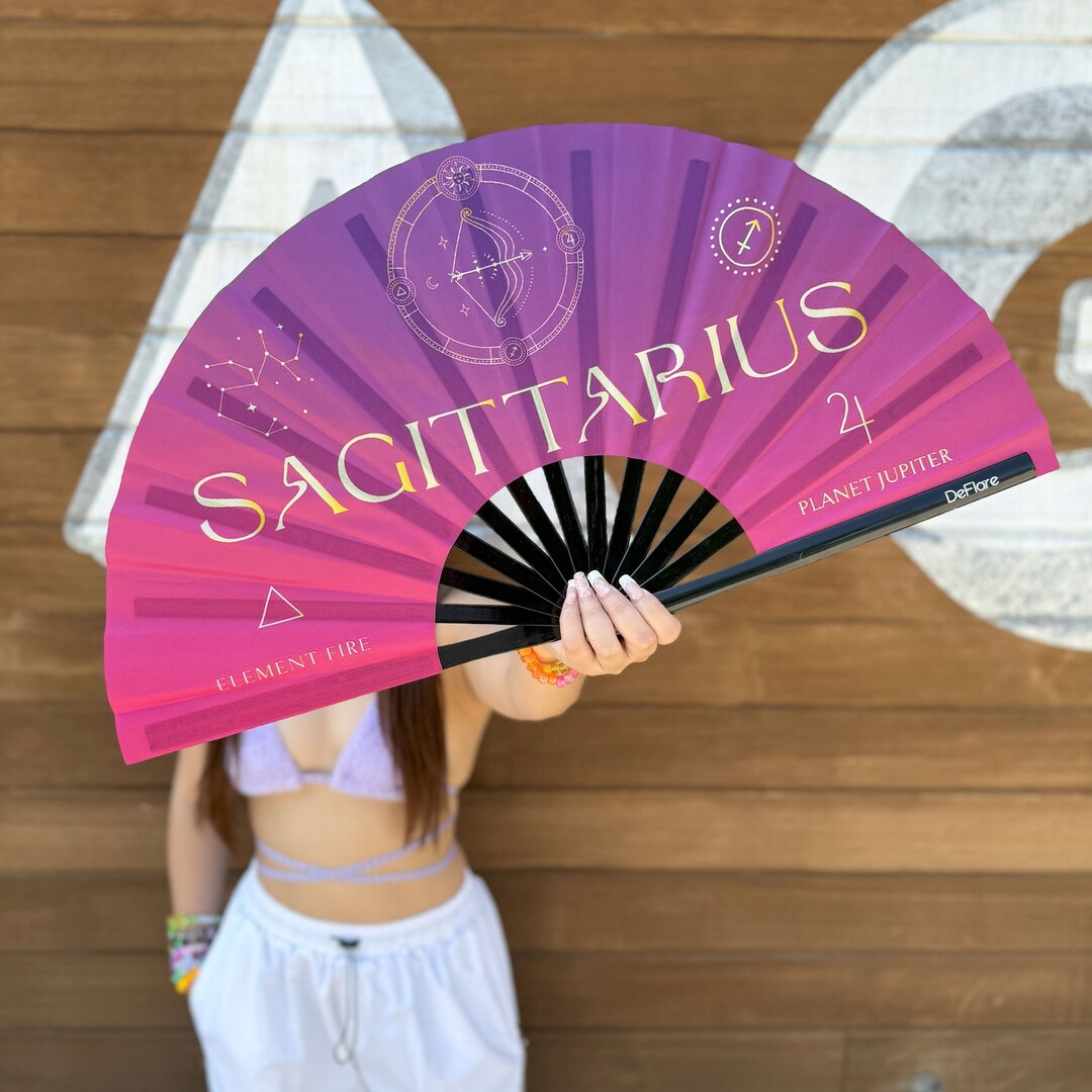 Sagittarius Rave Fan Zodiac Sign Hand Fan Astrology Rave Fan Hand Fan ...