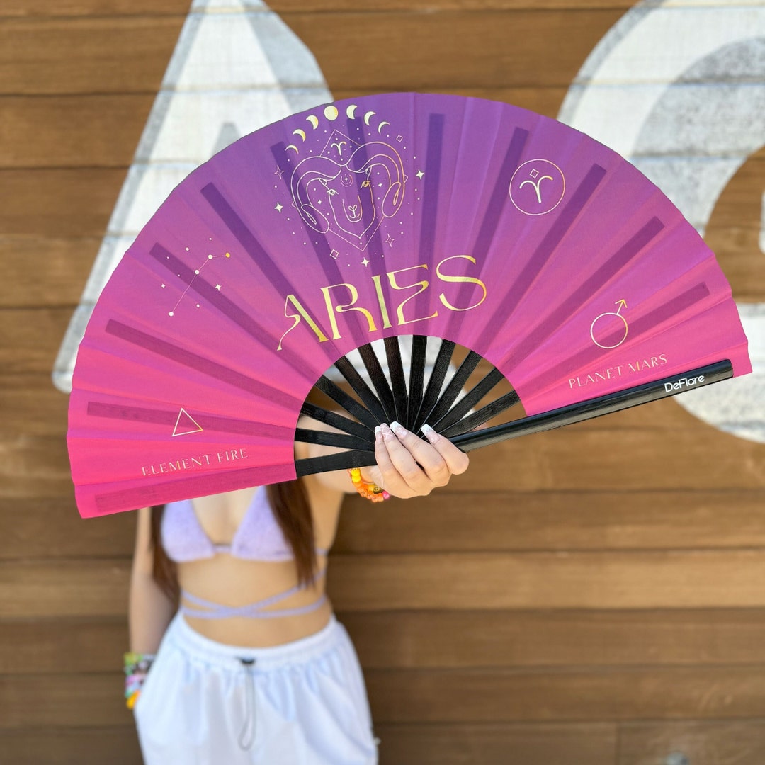 Aries Rave Fan | Celestial Zodiac Sign Fan | Astrology Rave Fan | Hand ...