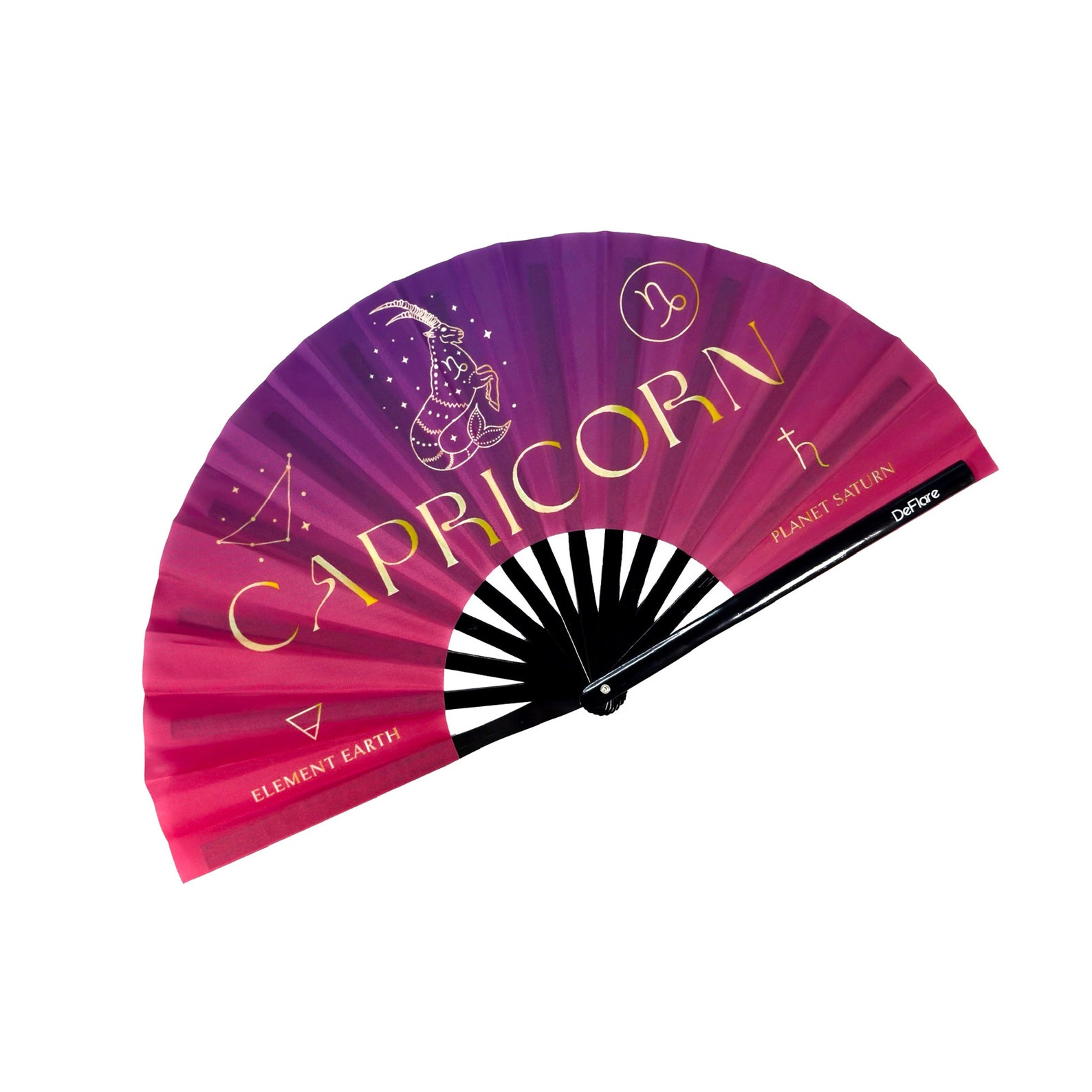 Capricorn Rave Fan | Celestial Zodiac Fan | Astrology Rave Fan | Hand ...