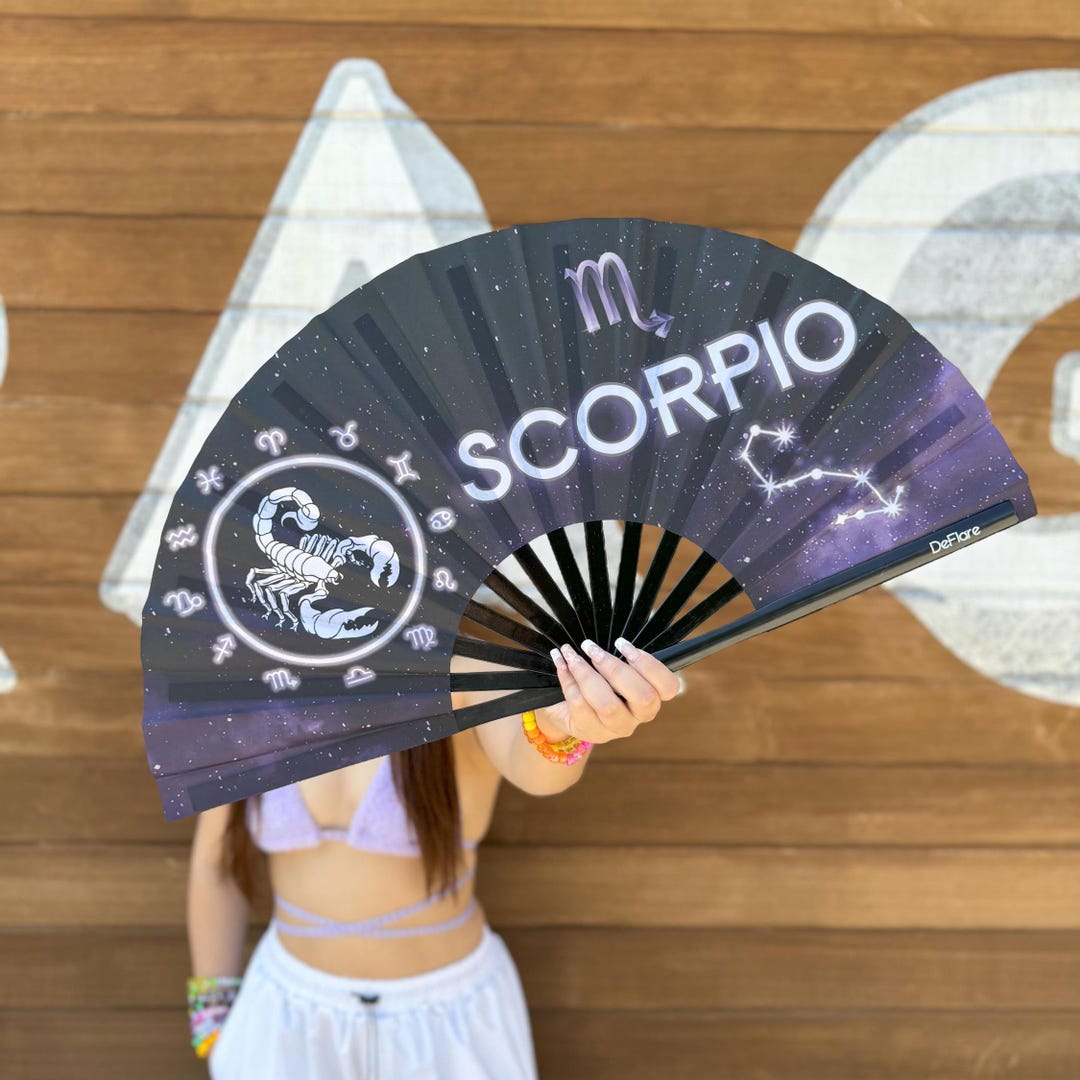 Scorpio Rave Fan | Cosmic Zodiac Sign Fan | Astrology Rave Fan | Hand ...
