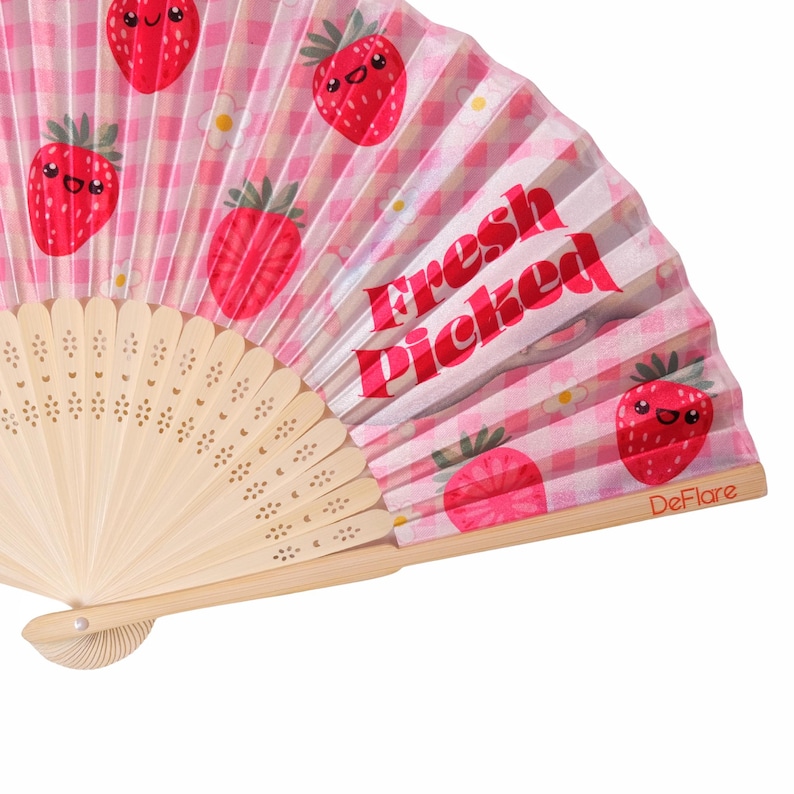 Strawberry Gingham Mini Fan: Rave Festival Accessory - Etsy