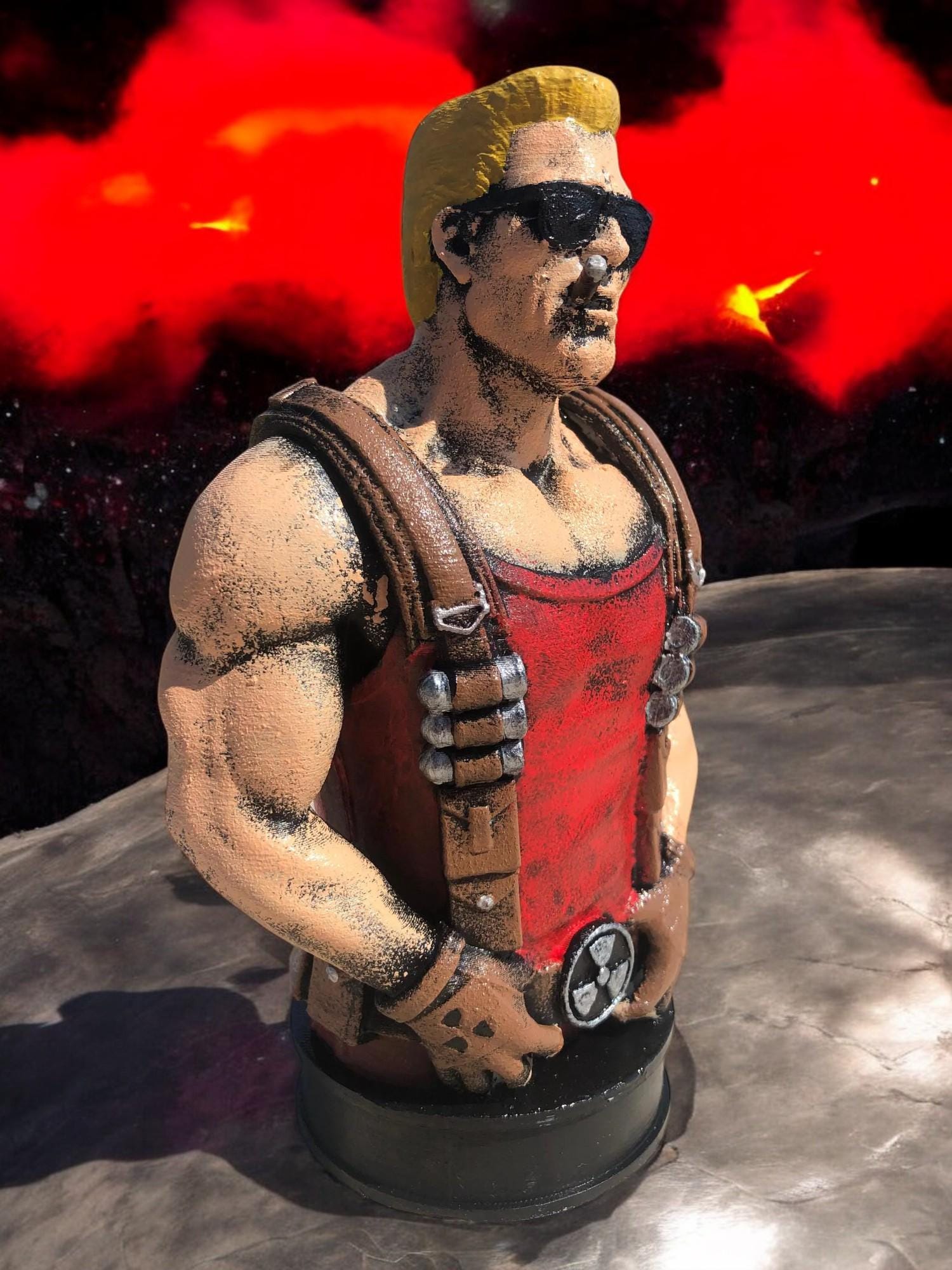 Hand Painted Duke Nukem Bust, Retro Gaming Statue, High Detail 3D ...