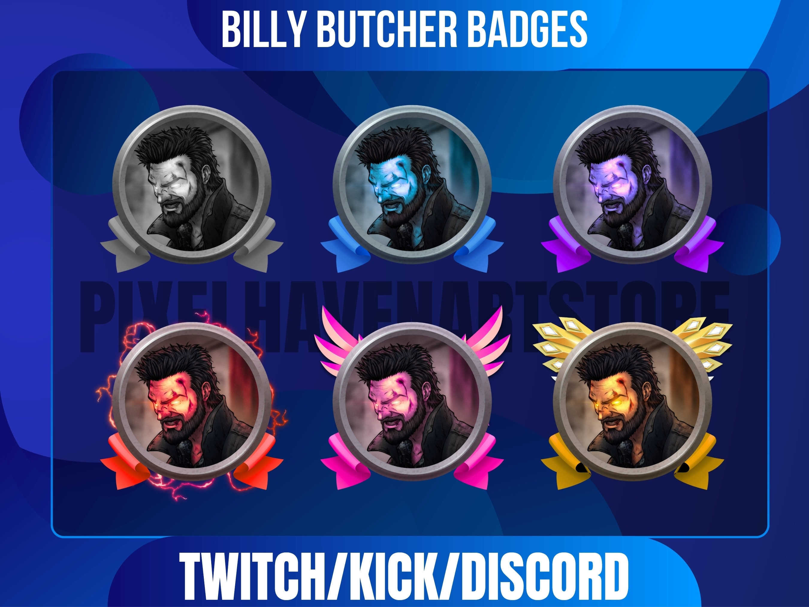 Billy-butcher Badges / Twitch Sub Badges Bit Badges for Streamers / Set of 6 The-boys Themed ...