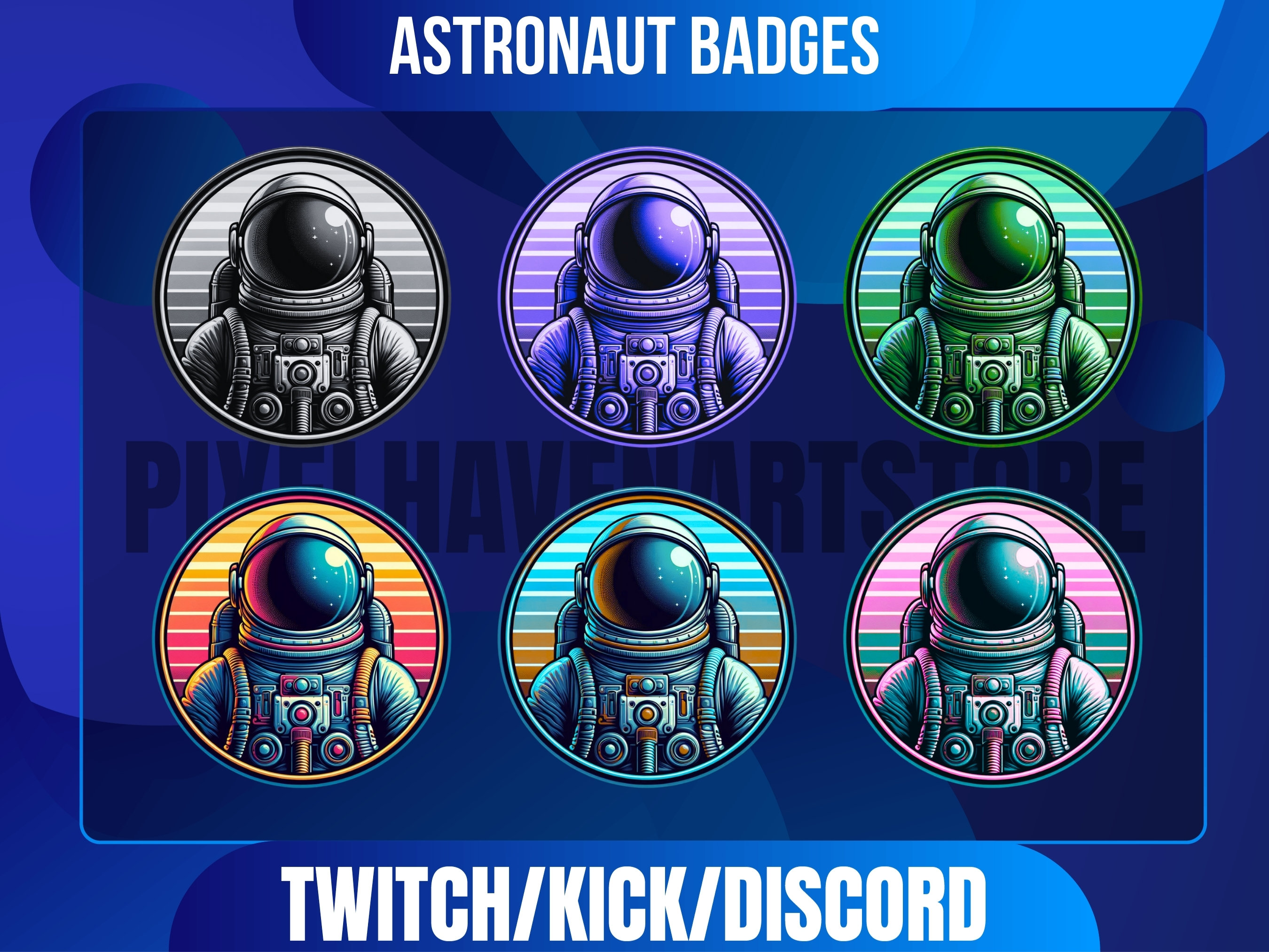 Twitch Astronaut Sub Badges | Bit Badges | Space-themed Badges | Kawaii ...